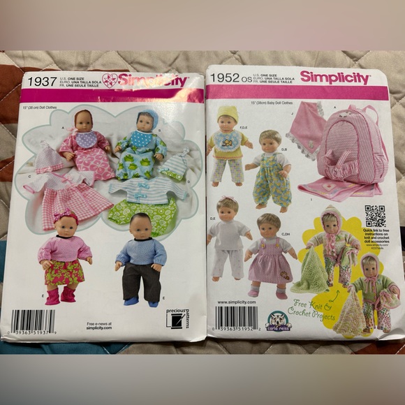 Simplicity | Art | Simplicity 5 Inch Baby Doll Clothing Patterns New ...